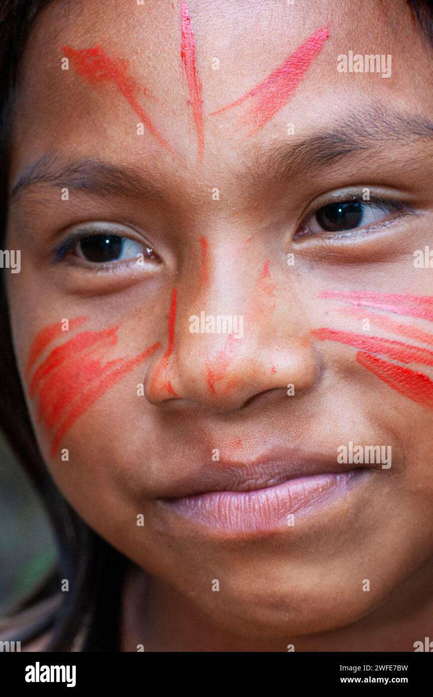 Tattoo painting, Yagua Indians living a traditional life near the ...