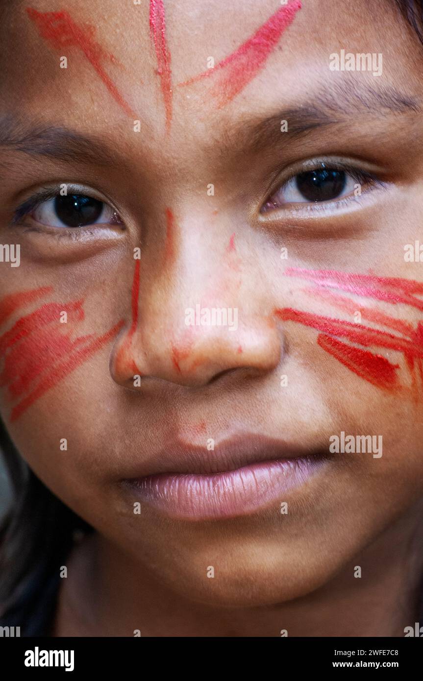 Tattoo painting, Yagua Indians living a traditional life near the ...