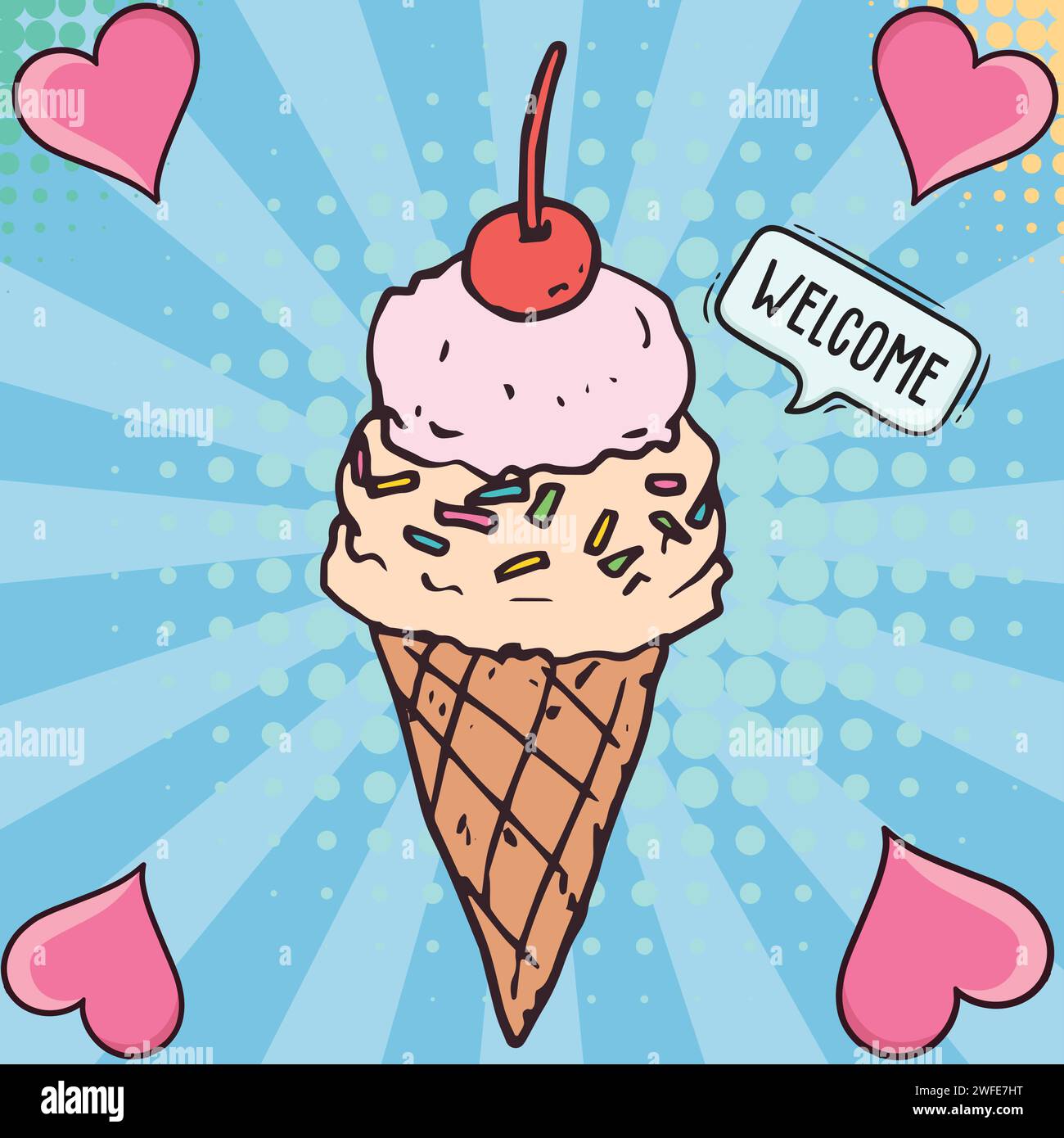 ice cream pop art style vector image Stock Vector Image & Art - Alamy