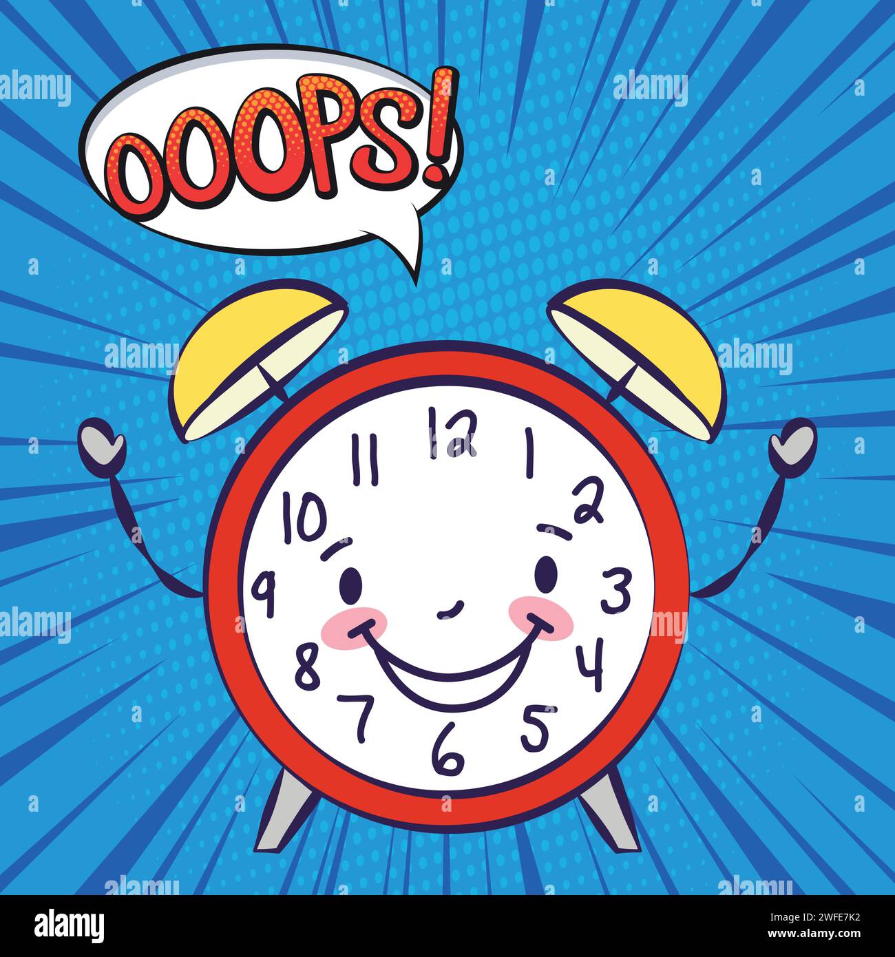 Clock cartoon pop art style vector image Stock Vector Image & Art - Alamy