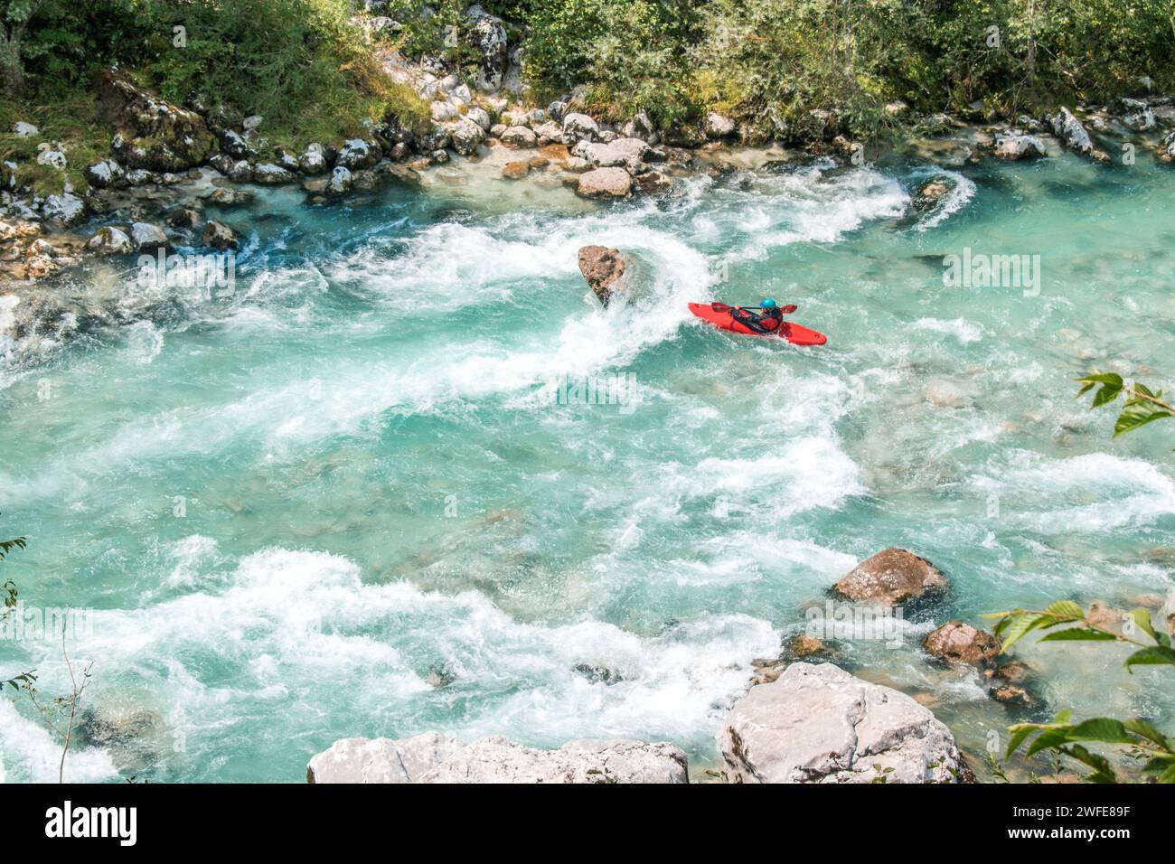 WhiteWater kayaking in the Soca river in Slovenia Stock Photo - Alamy