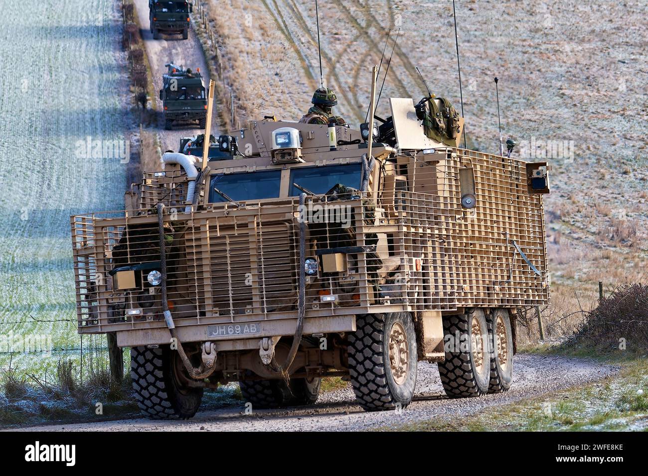 Salisbury Plain, Wiltshire, UK - February 11 2010:British Army Mastiff ...
