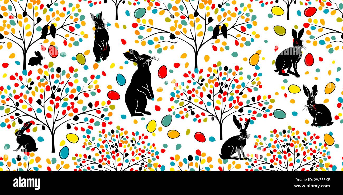 Seamless Easter bunny pattern. hand drawing. Not AI. Vector ...