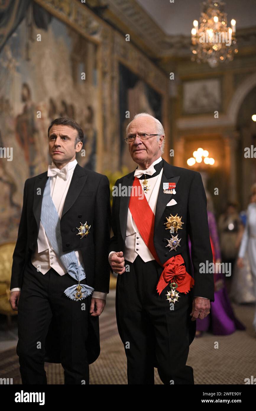 Stockholm, Sweden. 30th Jan, 2024. French President Emmanuel Macron and ...