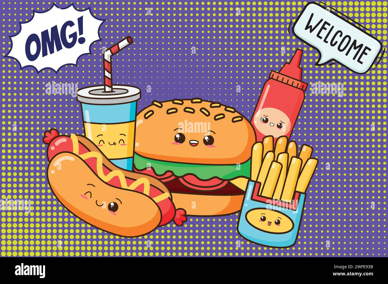 Burger fast food pop art style vector image Stock Vector Image & Art ...