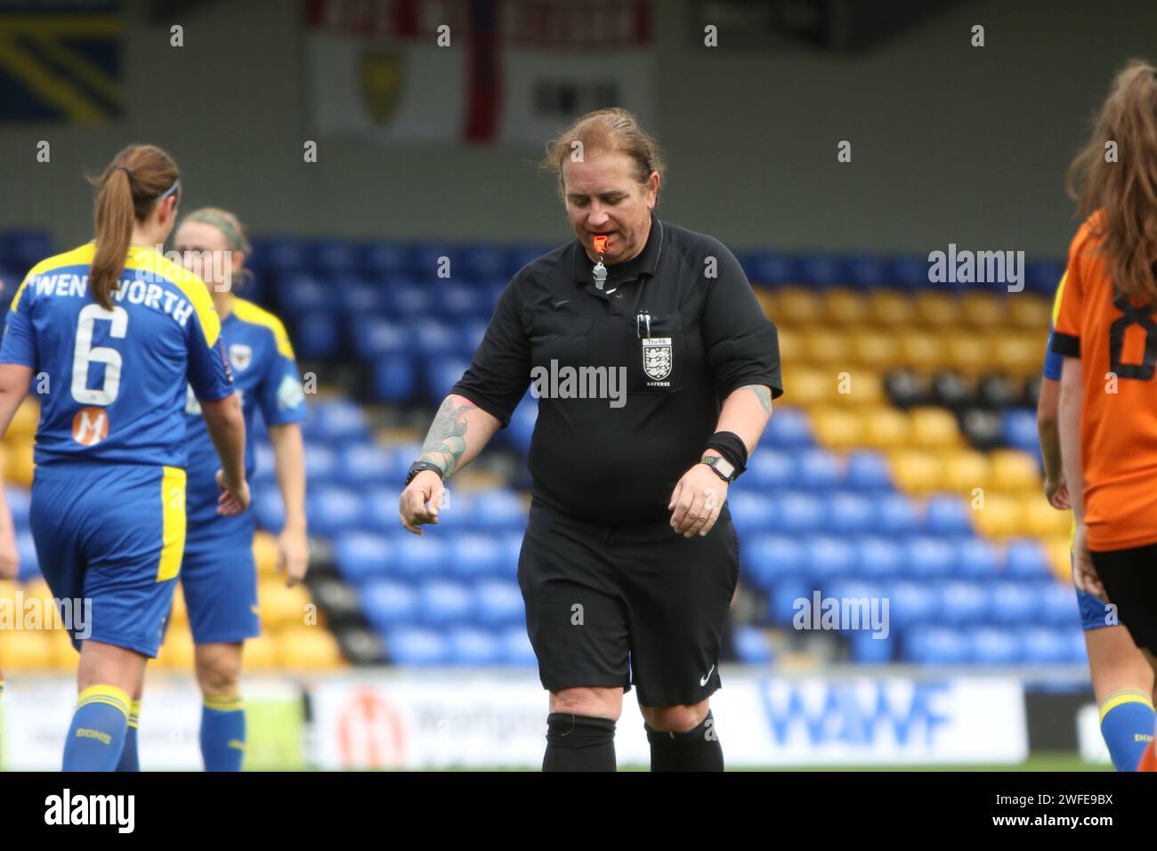 Referee Lucy Clark in charge of AFC Wimbledon Women v Walton Casuals FC ...