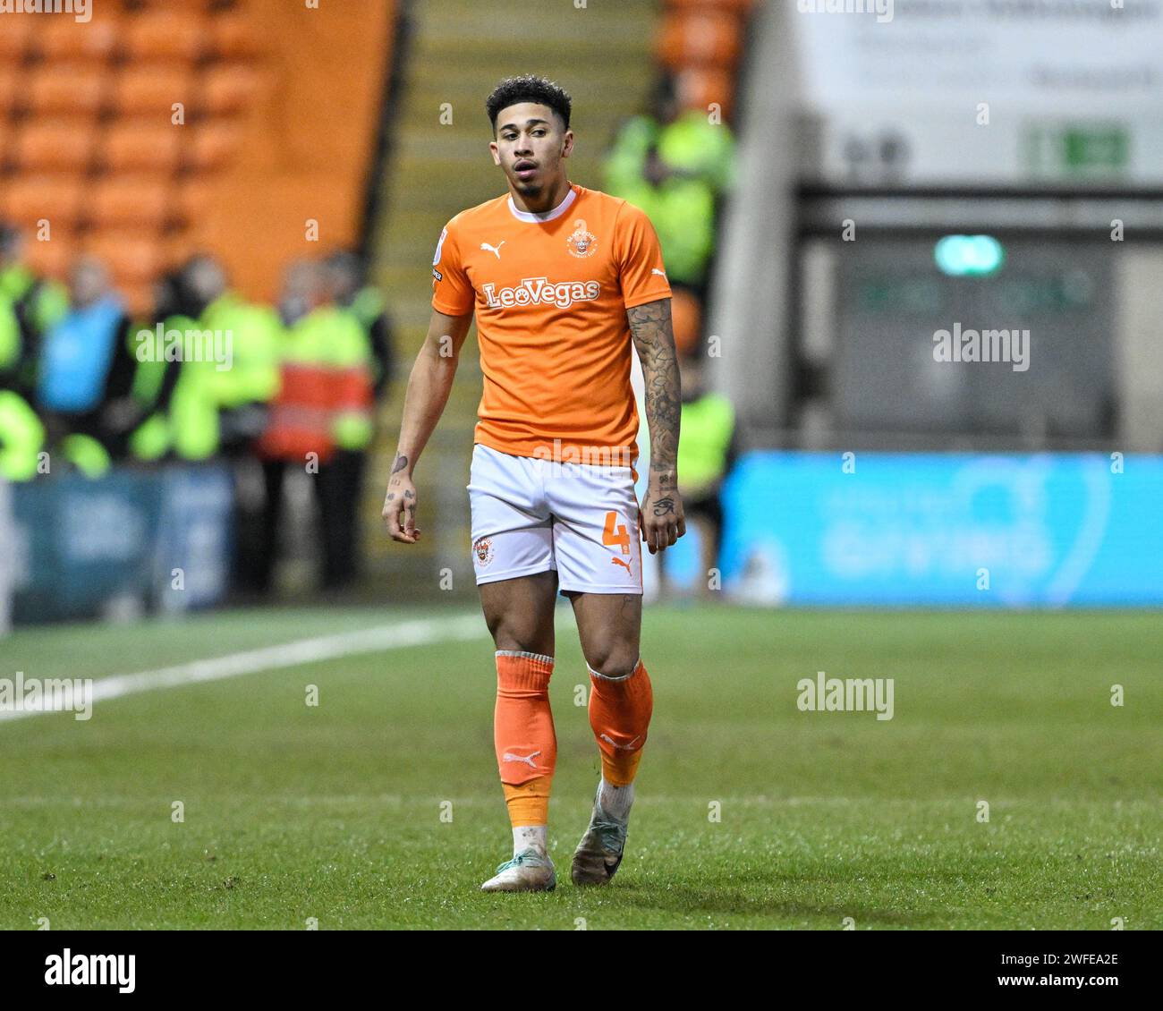 Jordan Lawrence-Gabriel of Blackpool, during the Bristol Street Motors ...