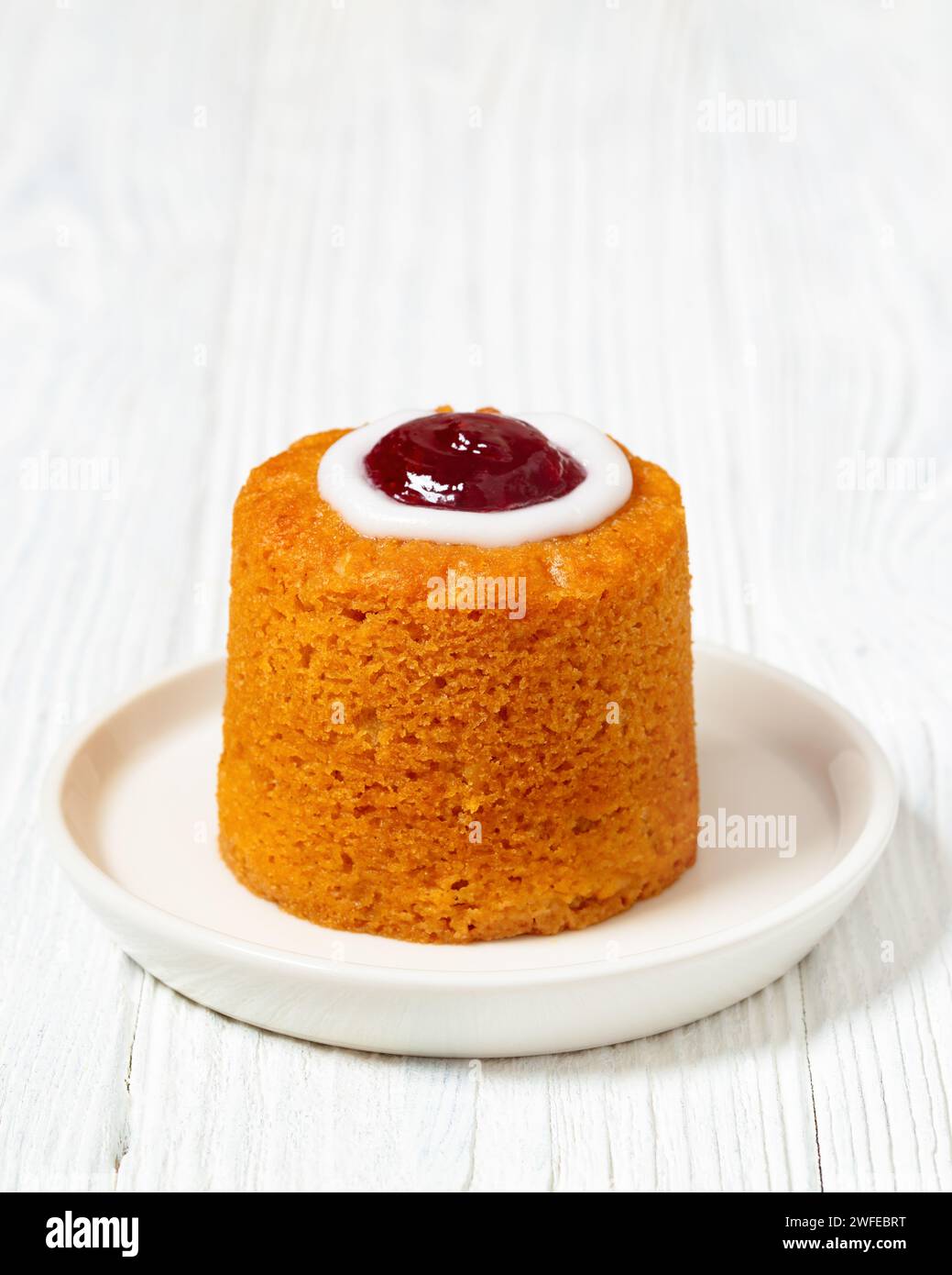close-up of runebergin torttu, runeberg cake, a finnish mini cake ...