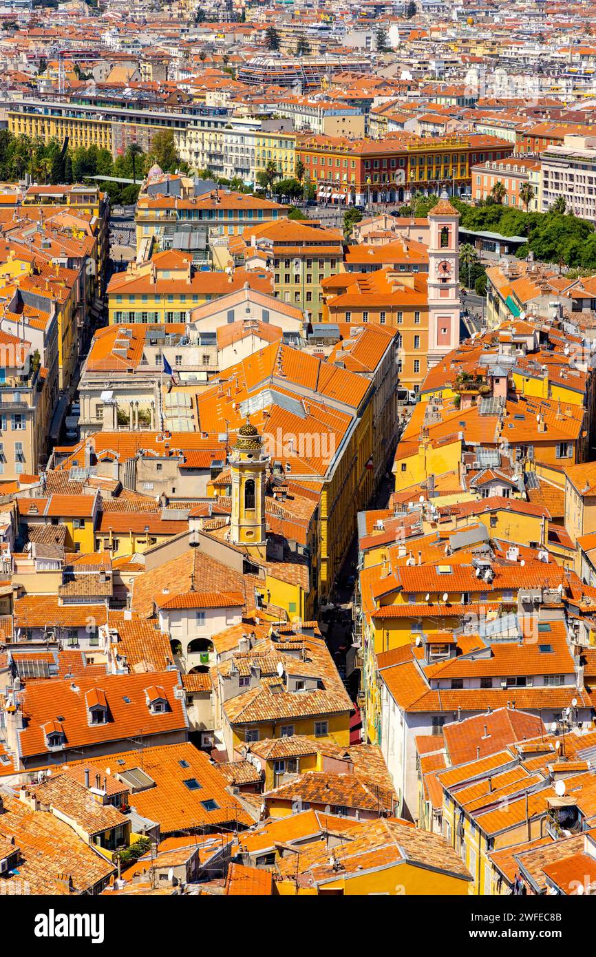 Nice, France - August 3, 2022: Nice panorama with Vieille Ville ...