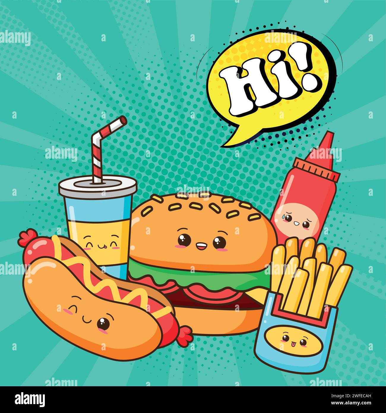 Burger fast food pop art style vector image Stock Vector Image & Art ...