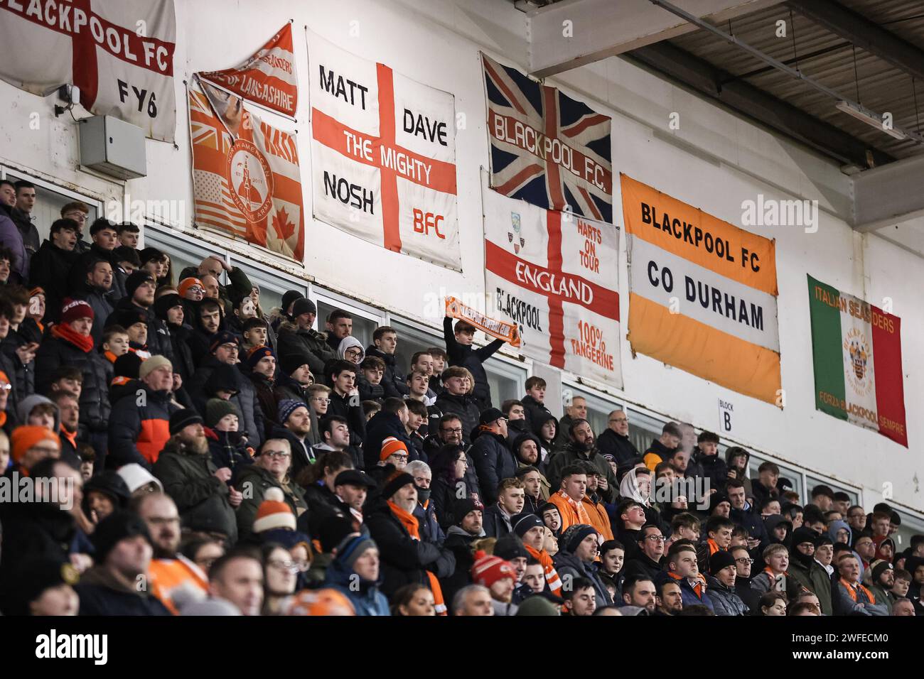 Blackpool fans during the Bristol Street Motors Trophy Quarter Final ...