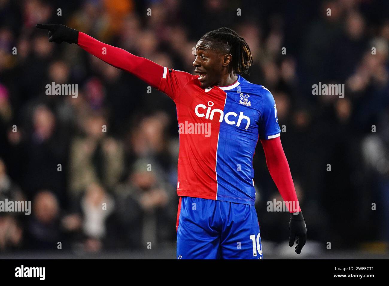 Crystal Palace's Eberechi Eze celebrates scoring his side's second goal ...