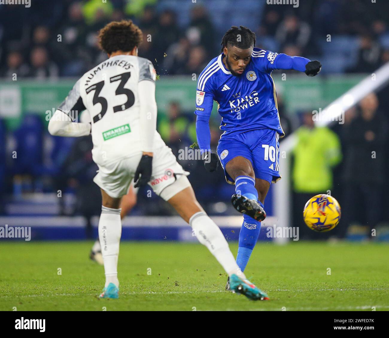 Stephy Mavididi of Leicester City shoots on goal during the Sky Bet ...
