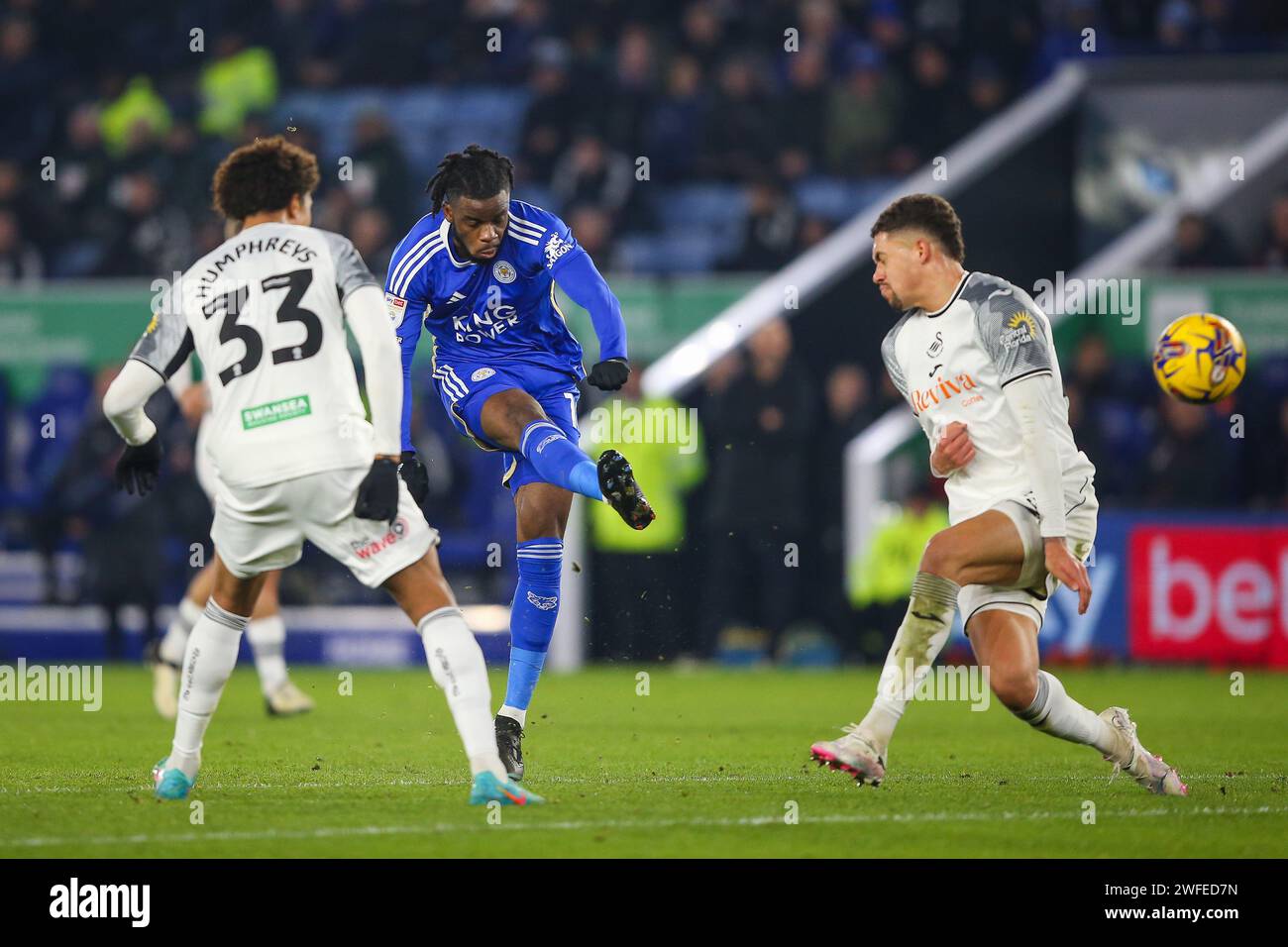 Stephy Mavididi of Leicester City shoots on goal during the Sky Bet ...