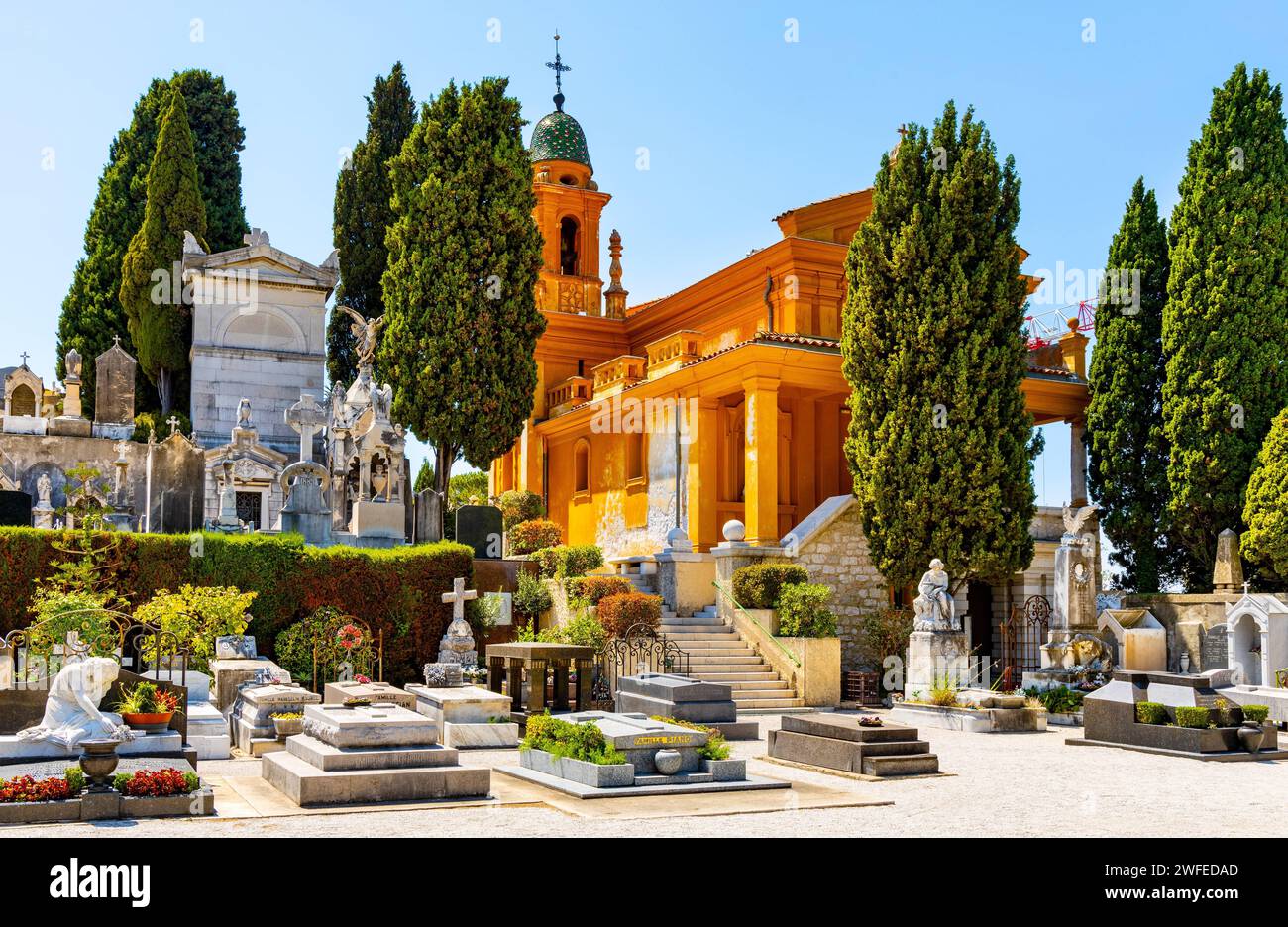 Nice, France - August 3, 2022: Historic Cimetiere do Chateau Christian ...