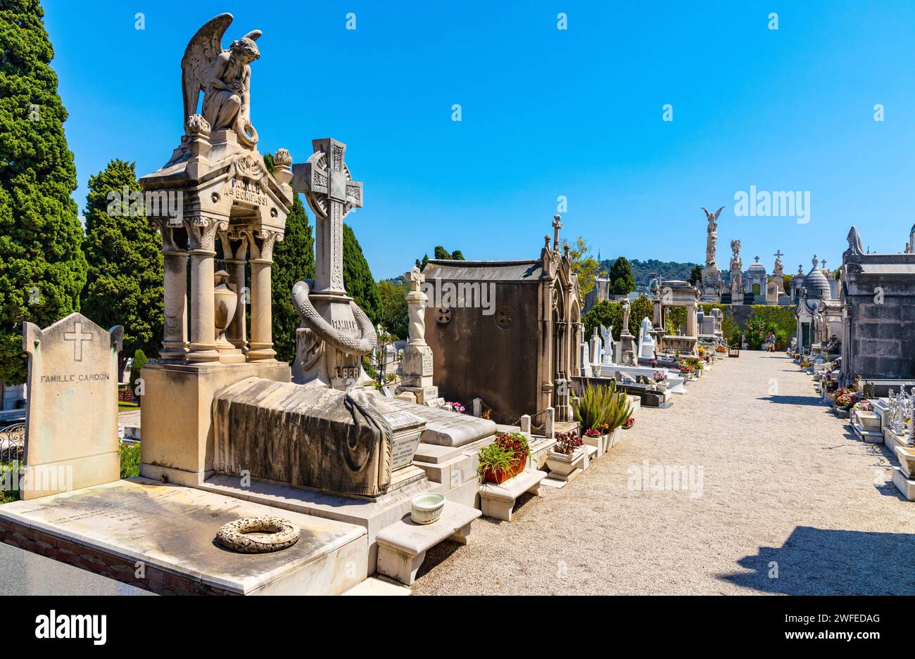 Nice, France - August 3, 2022: Historic Cimetiere do Chateau Christian ...