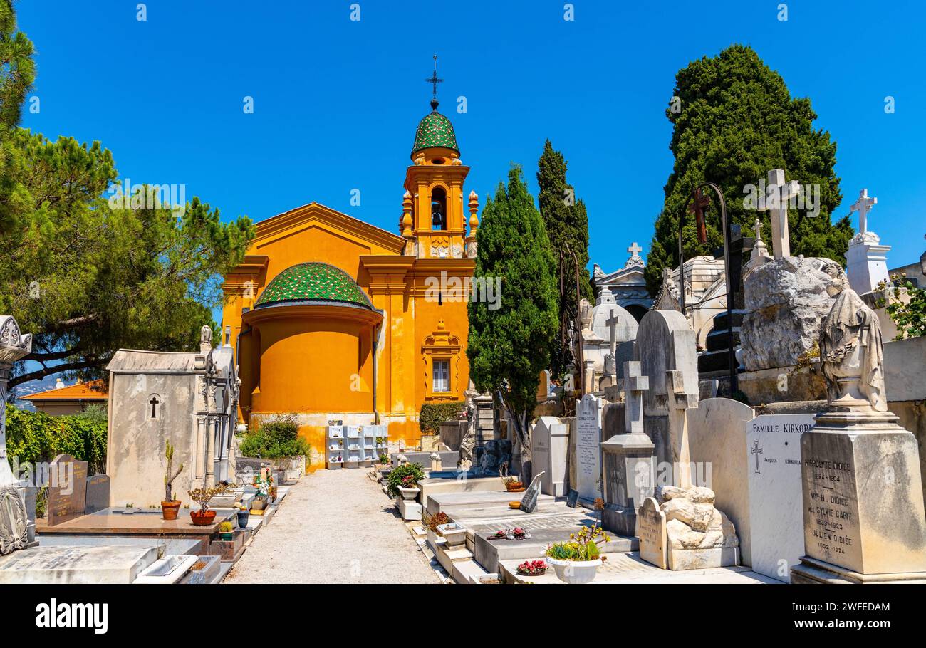 Nice, France - August 3, 2022: Historic Cimetiere do Chateau Christian ...