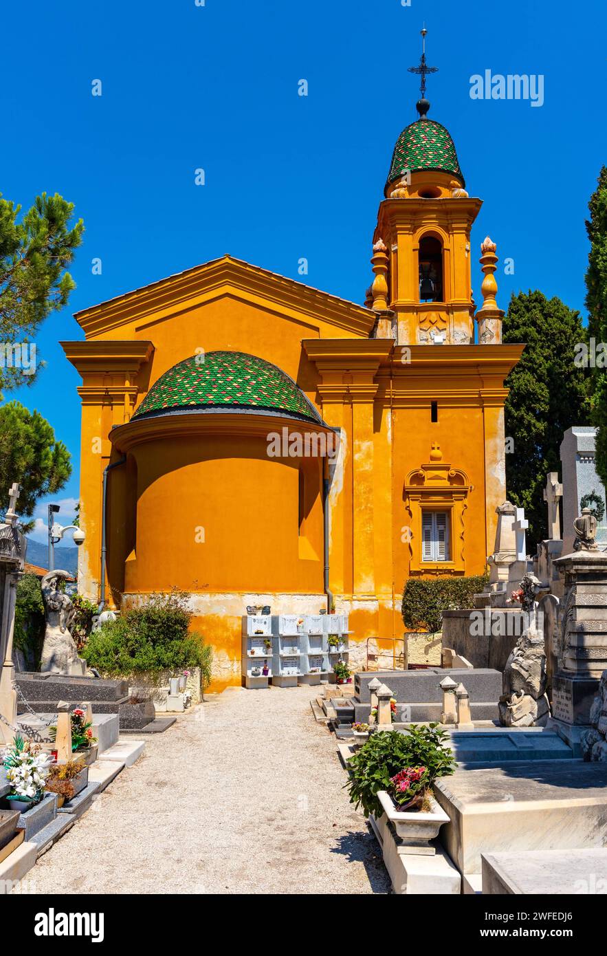 Nice, France - August 3, 2022: Historic Cimetiere do Chateau Christian ...