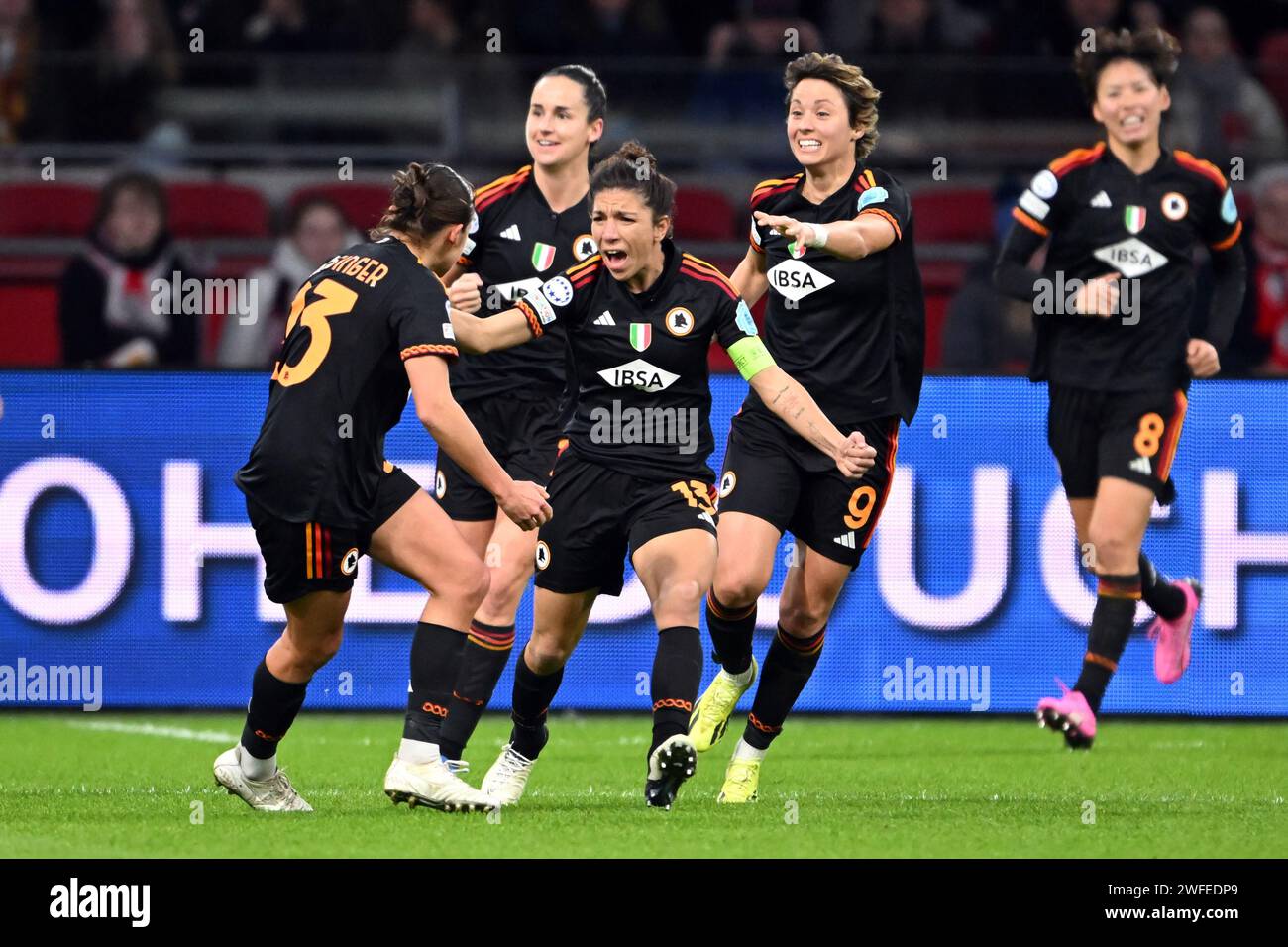 AMSTERDAM - (l-r) Laura Feiersinger of AS Roma, Elisa Bartoli of AS ...