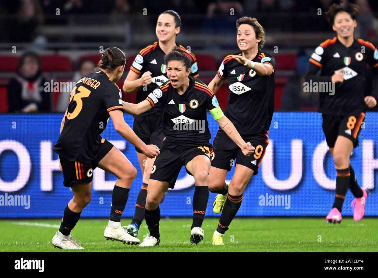 AMSTERDAM - (l-r) Laura Feiersinger of AS Roma, Elisa Bartoli of AS ...