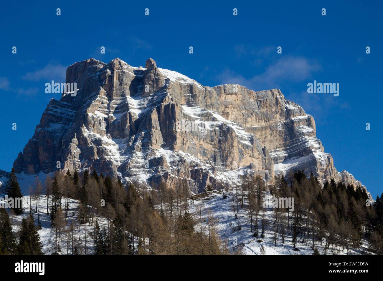 Pelmo mount view in Alleghe area, Italian alps. Winter panorama Stock ...