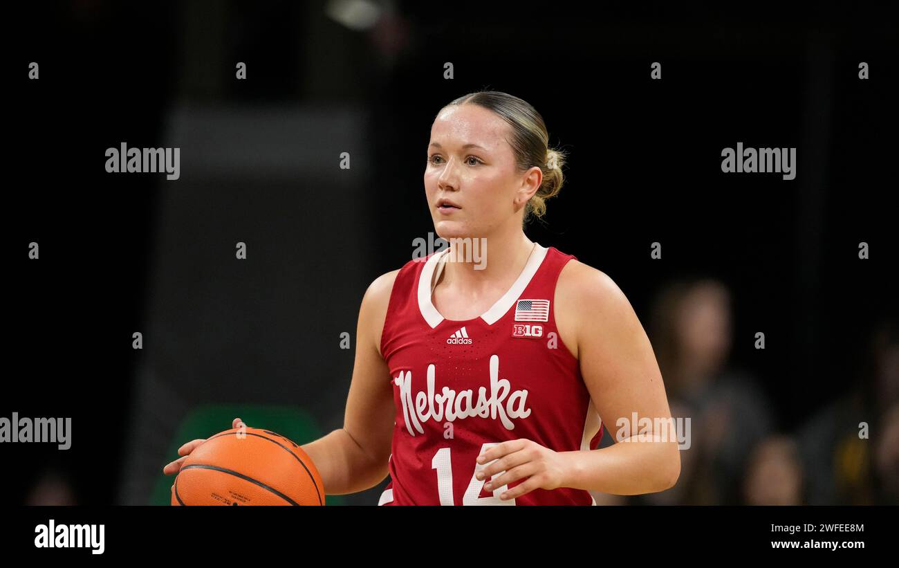 Nebraska guard Callin Hake (14) drives up court during the first half ...