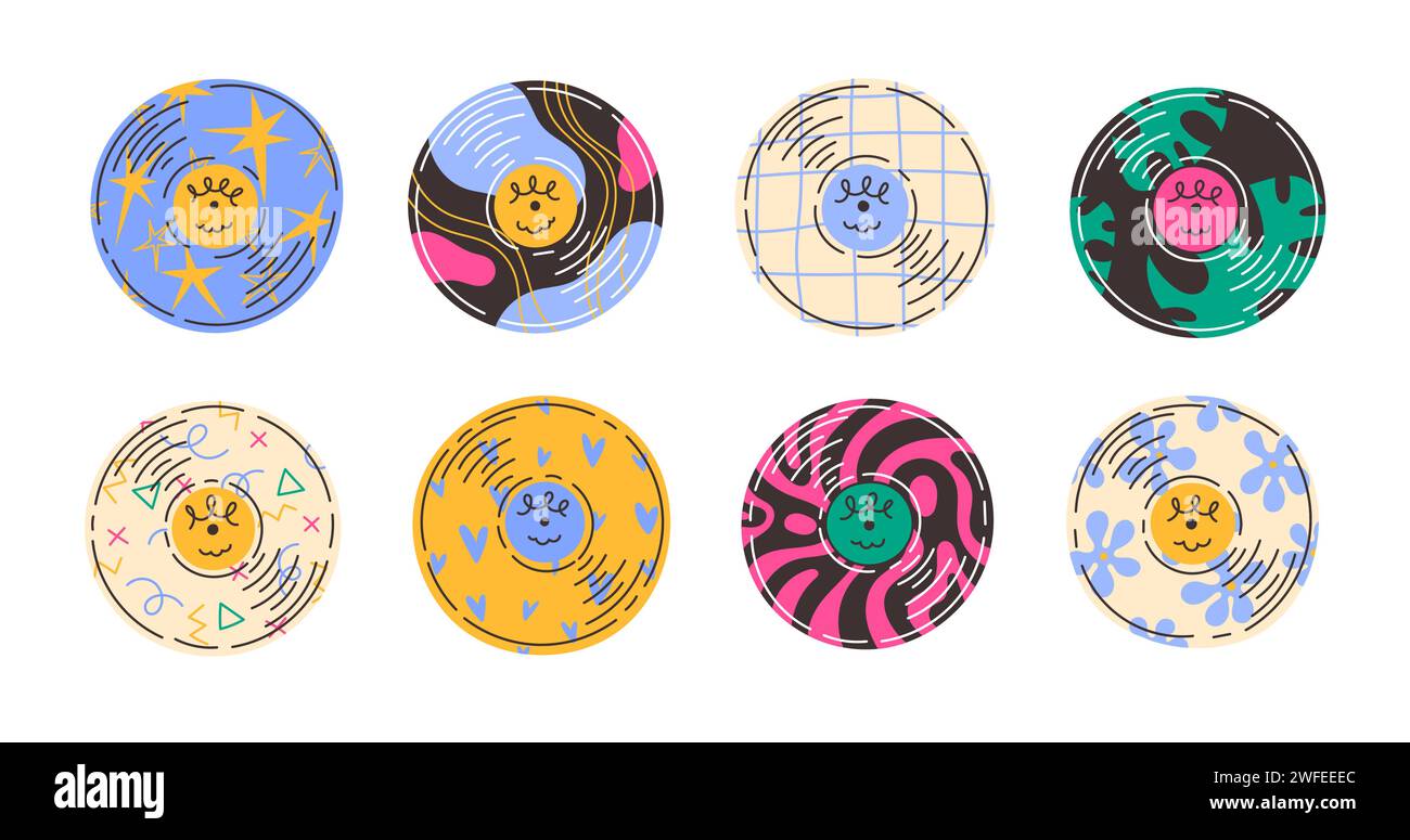 80's music records Stock Vector Images - Alamy