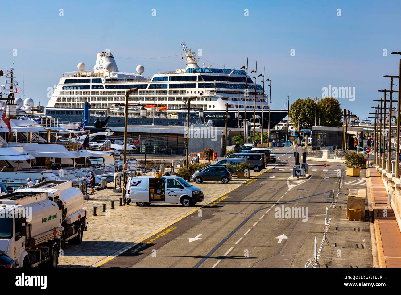 Nice, France - August 5, 2022: Nice port with Azamara Journey mega ...