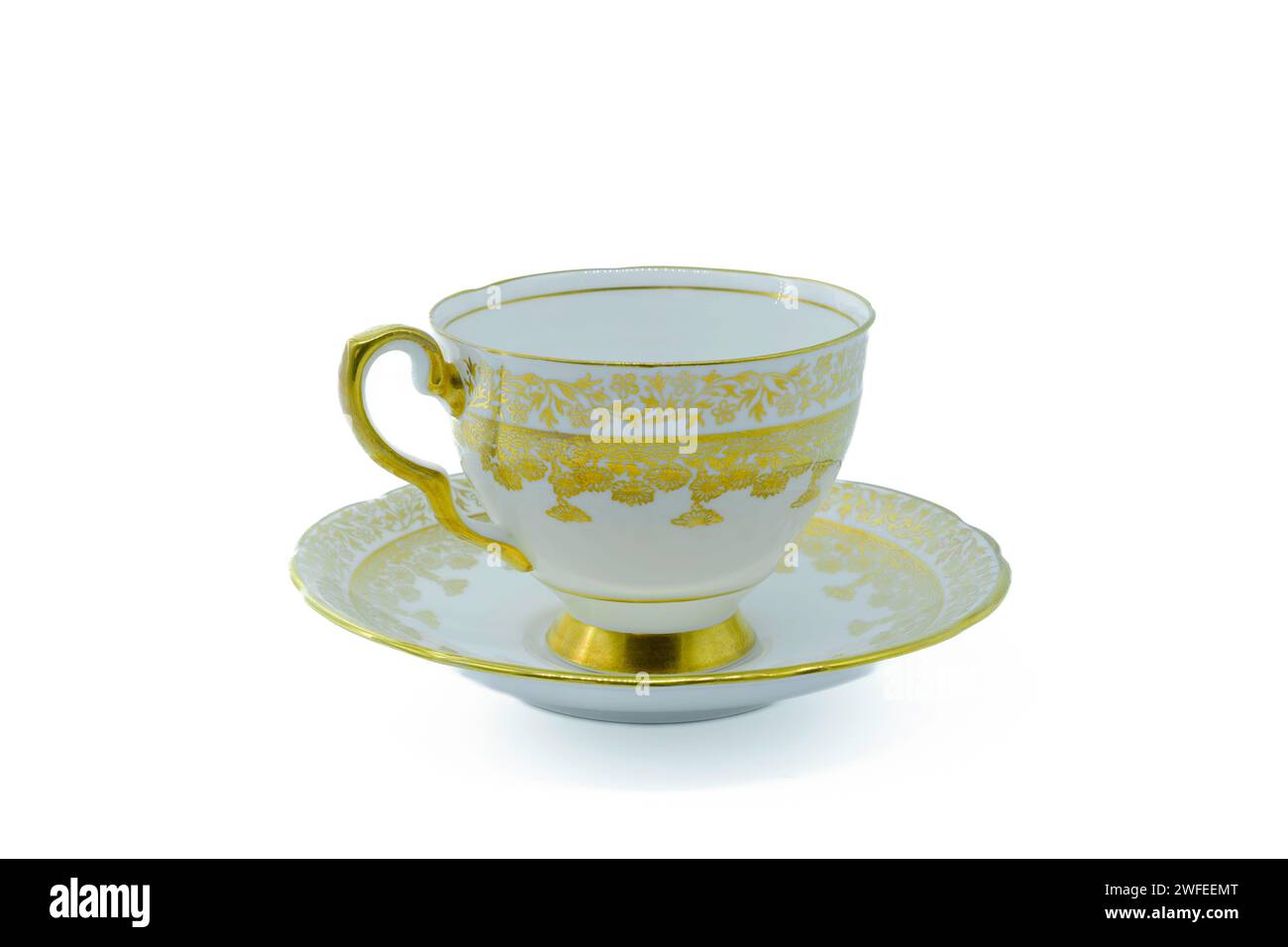 Antique bone china cup and saucer in gold painted flower design and ...