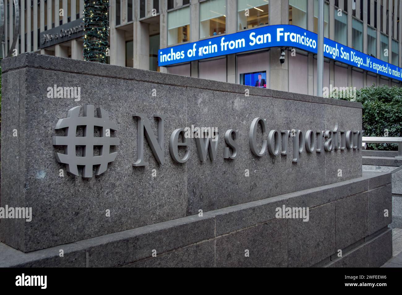 USA. 30th Jan, 2024. Marquee at the main entrance to the FOX News ...