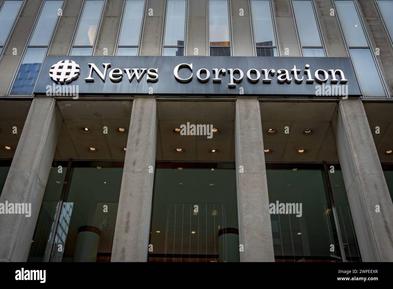 USA. 30th Jan, 2024. Marquee at the main entrance to the FOX News ...