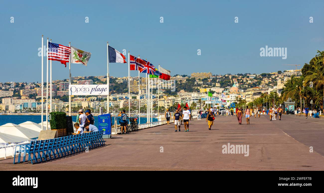Nice, France - August 5, 2022: Prom des Anglais boulevard along Nice ...