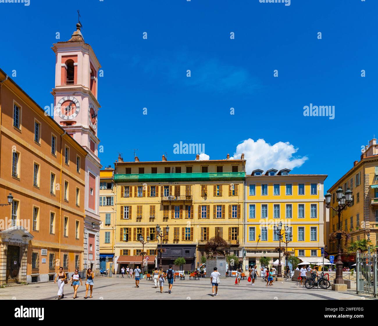 Nice, France - August 7, 2022: Palais Rusca Palace and Tour de l ...
