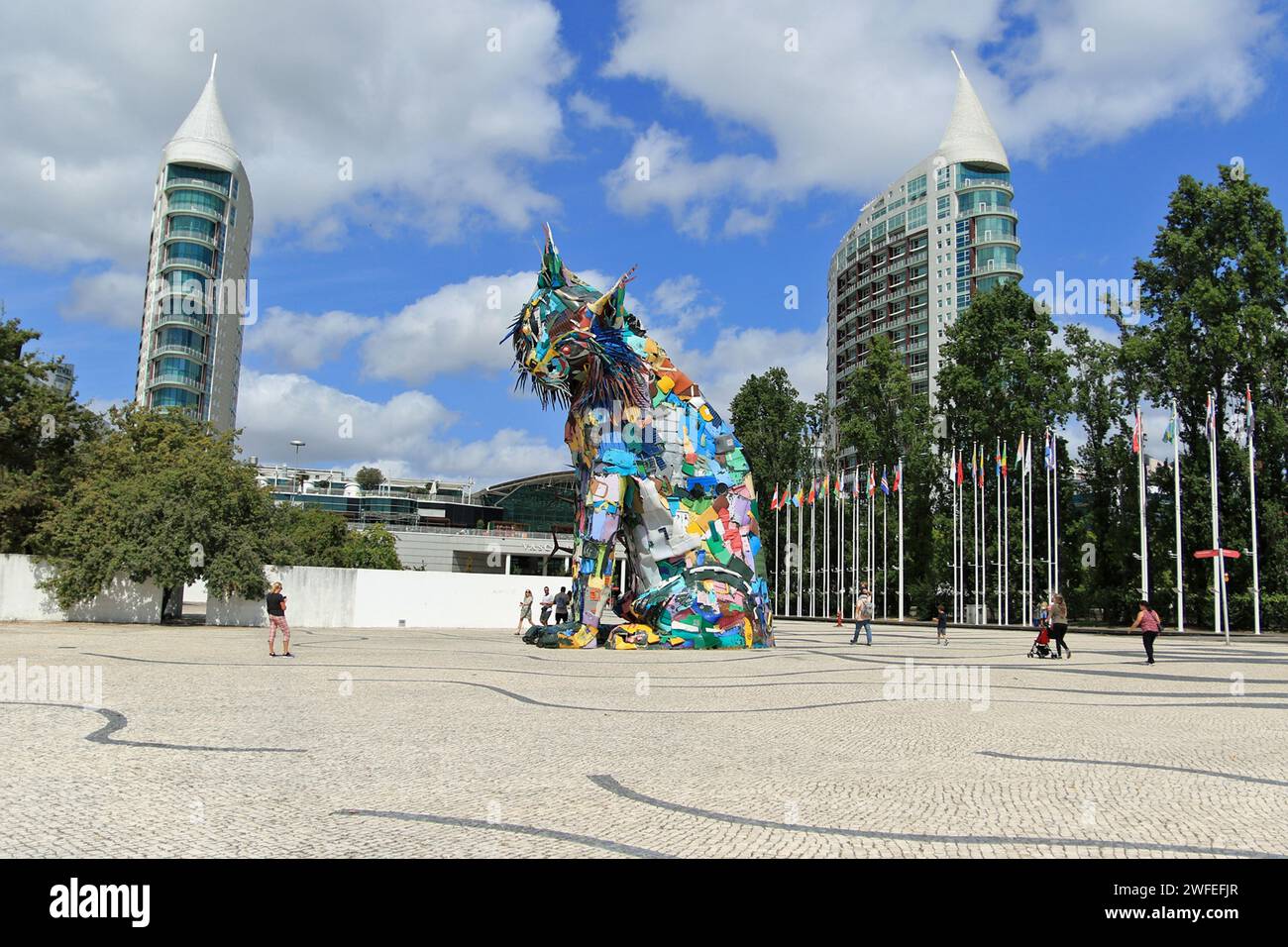 Cat statue of an Iberian Lynx by the artist Bordalo II made with ...