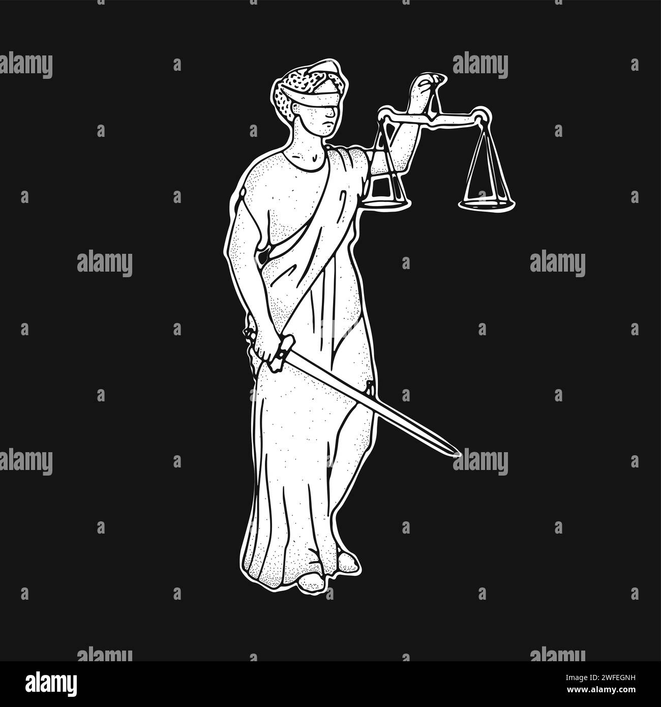 Ancient Greek linocut of the goddess of justice Themis Stock Vector ...