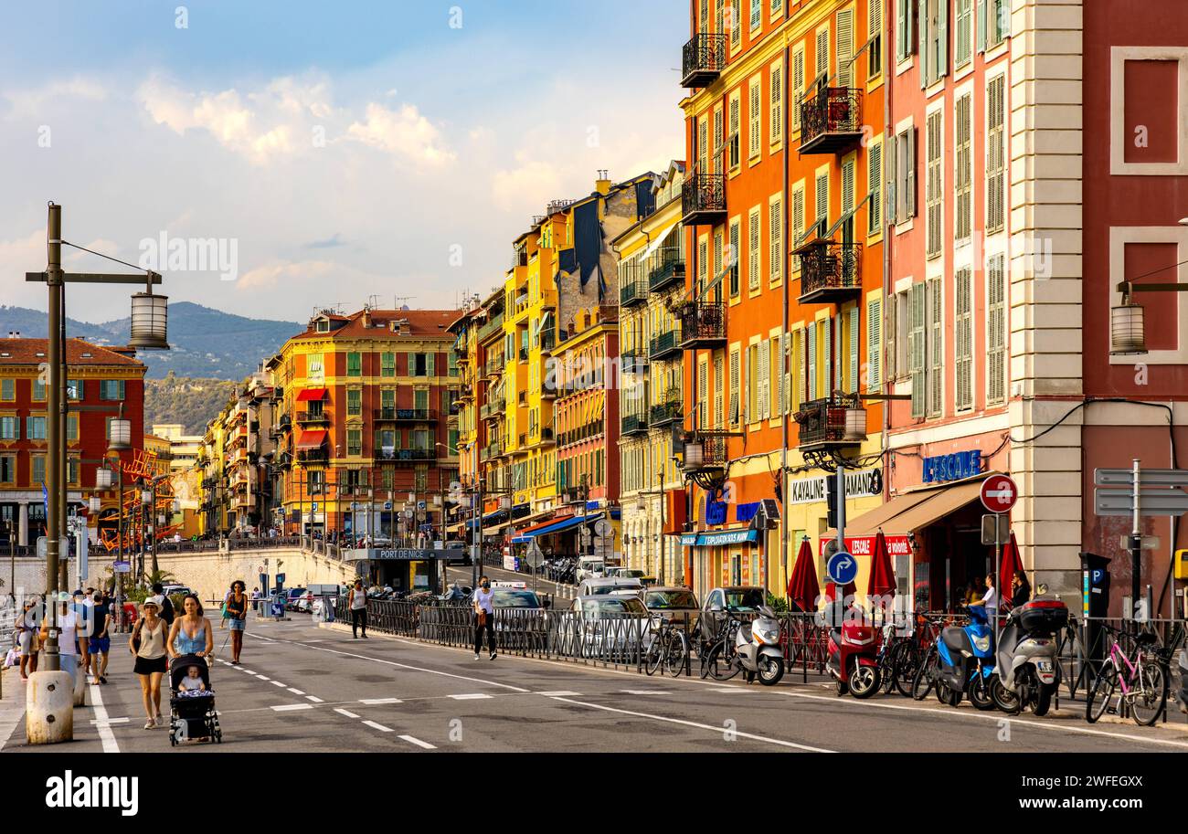 Nice, France - August 5, 2022: Colorful tenement houses along Quai des ...