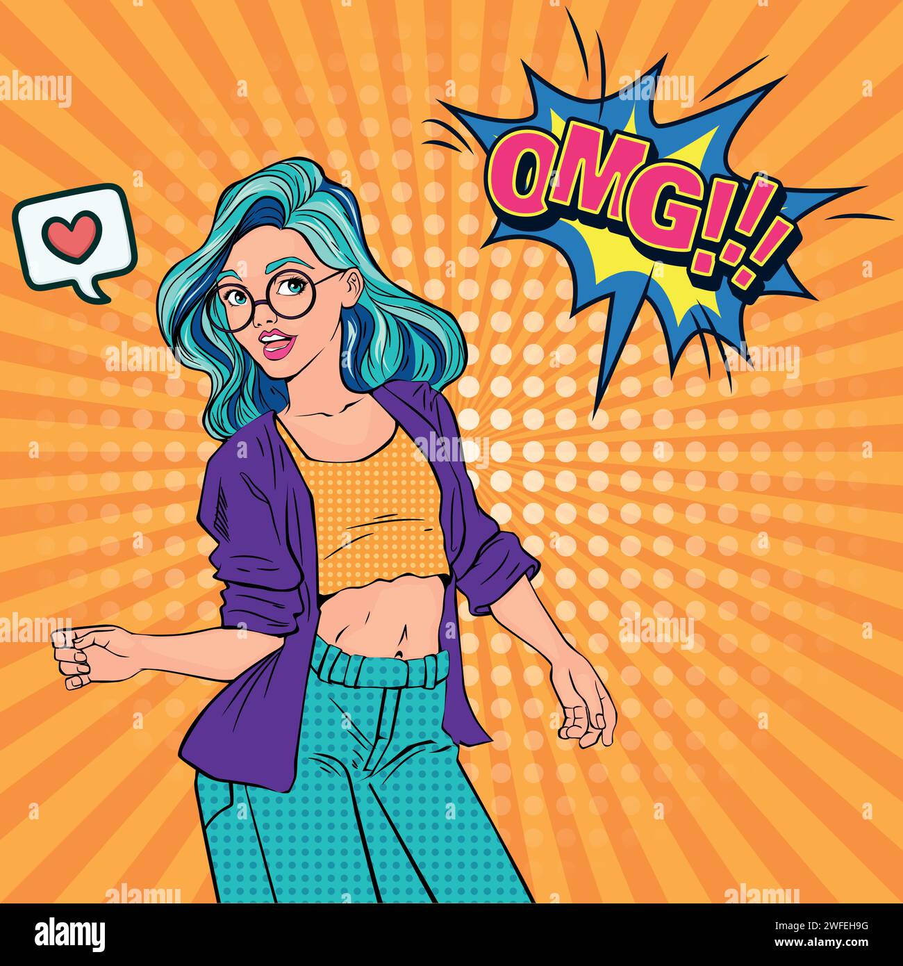 Beautiful Woman Wow Pop Art Style Vector Image Stock Vector Image And Art