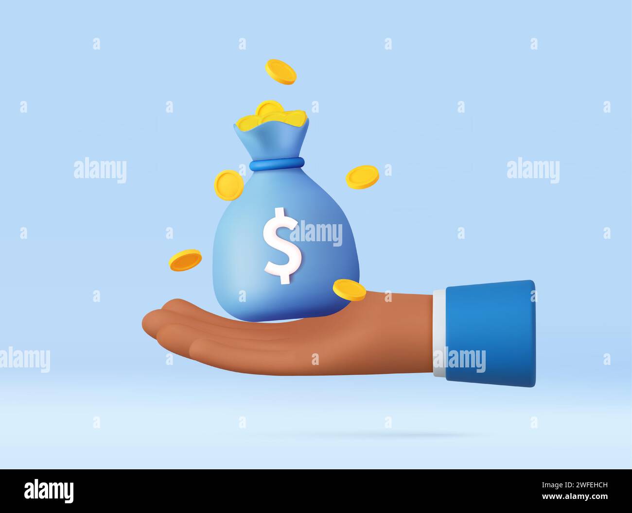 3D hand holding money bag Stock Vector Image & Art - Alamy