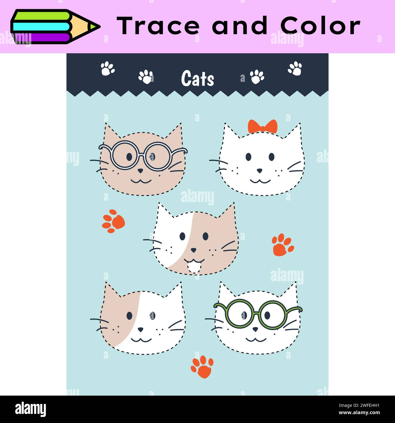 Pen tracing lines activity worksheet for children. Pencil control for ...