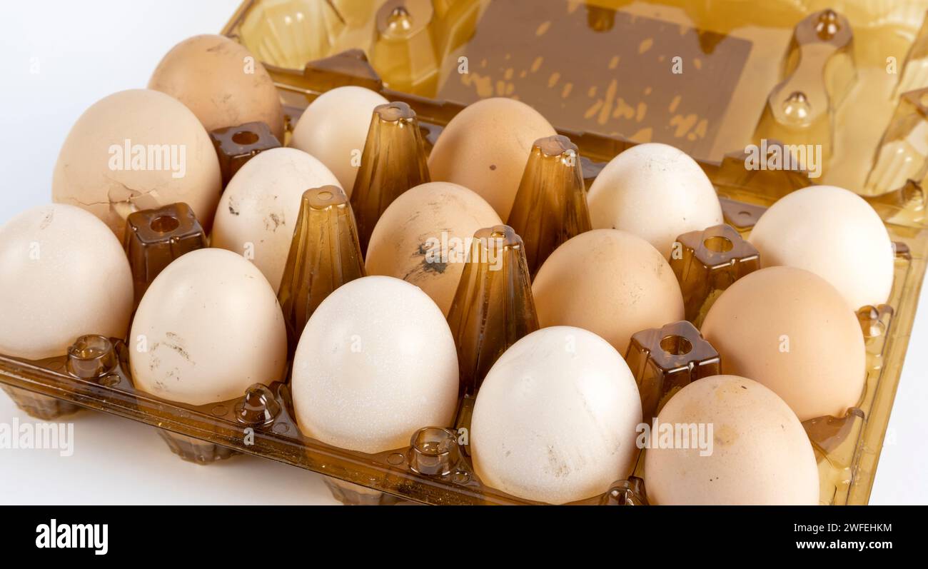 Old homemade chicken eggs are bad for your health Stock Photo - Alamy