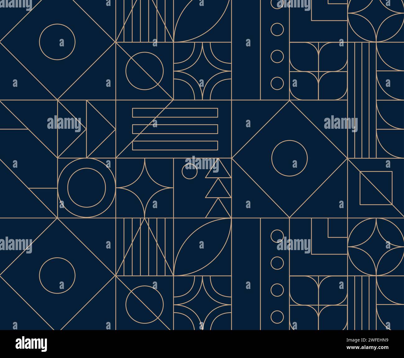 Art deco geometrical seamless vintage pattern drawing in blue palette ...