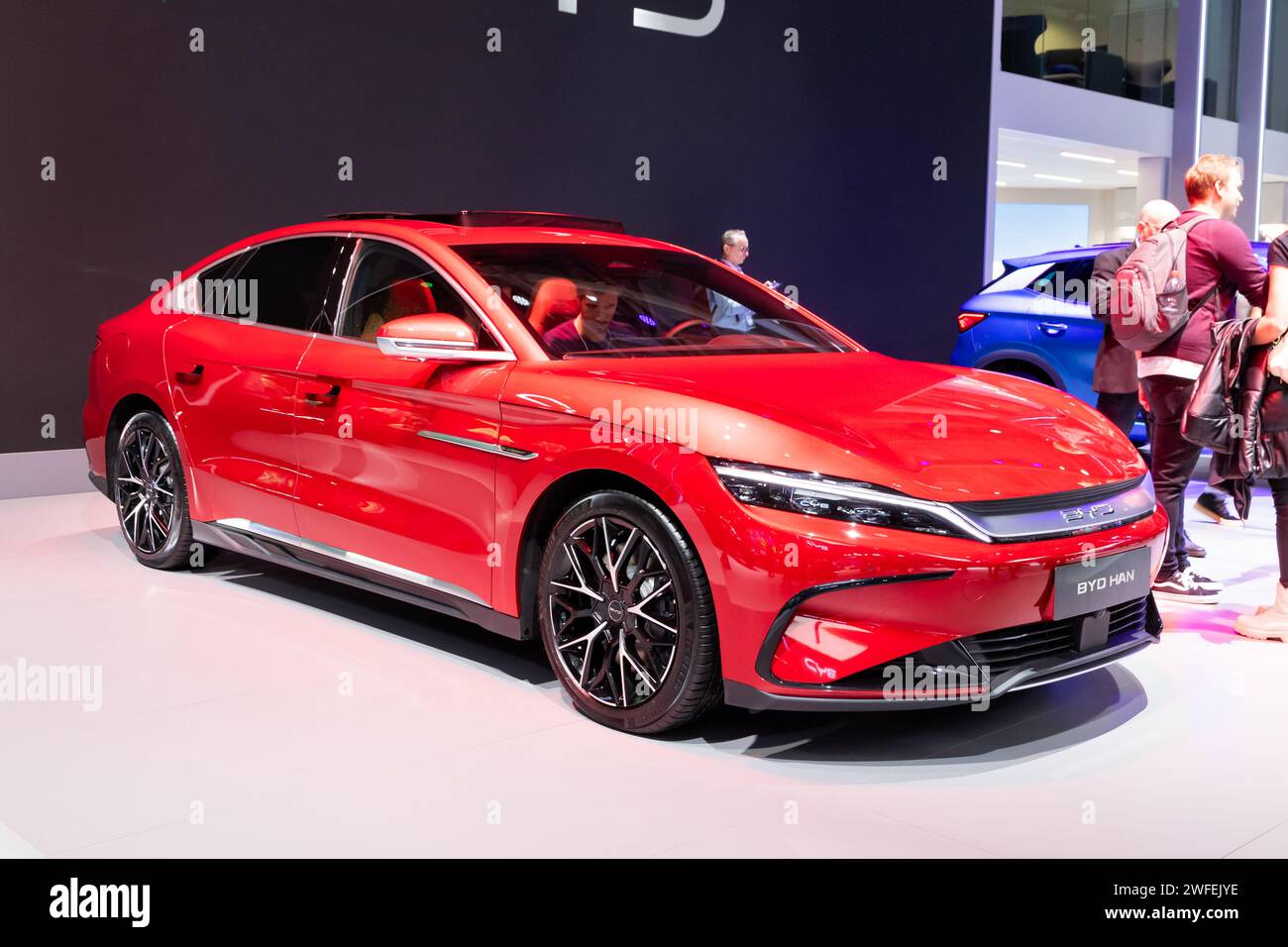 BYD Han all-electric car at the Paris Motor Show, France - October 17 ...