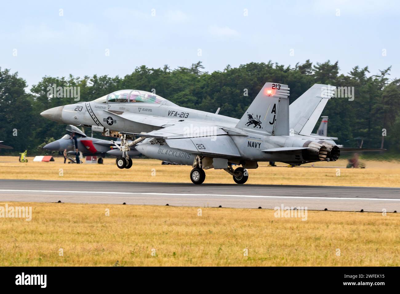 US Navy Boeing F-18F Super Hornet fighter jet from VFA-213 arriving at ...