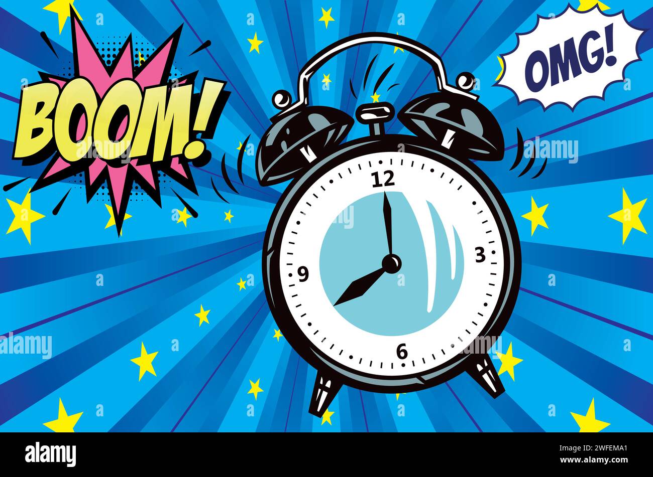 Clock cartoon pop art style vector image Stock Vector Image & Art - Alamy