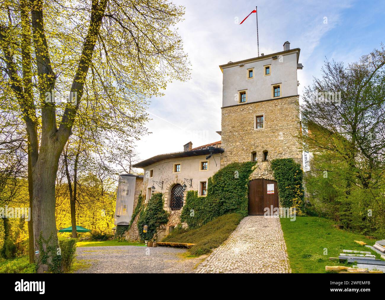 Korzkiew, Poland - May 1, 2023: Medieval Zamek w Korzkwi Romanesque ...