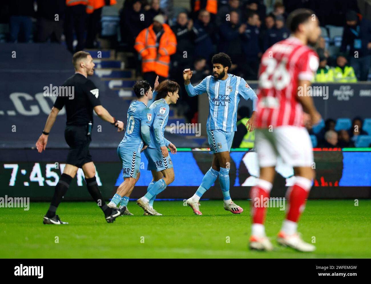 Coventry City's Ellis Simms celebrates scoring their side's second goal ...