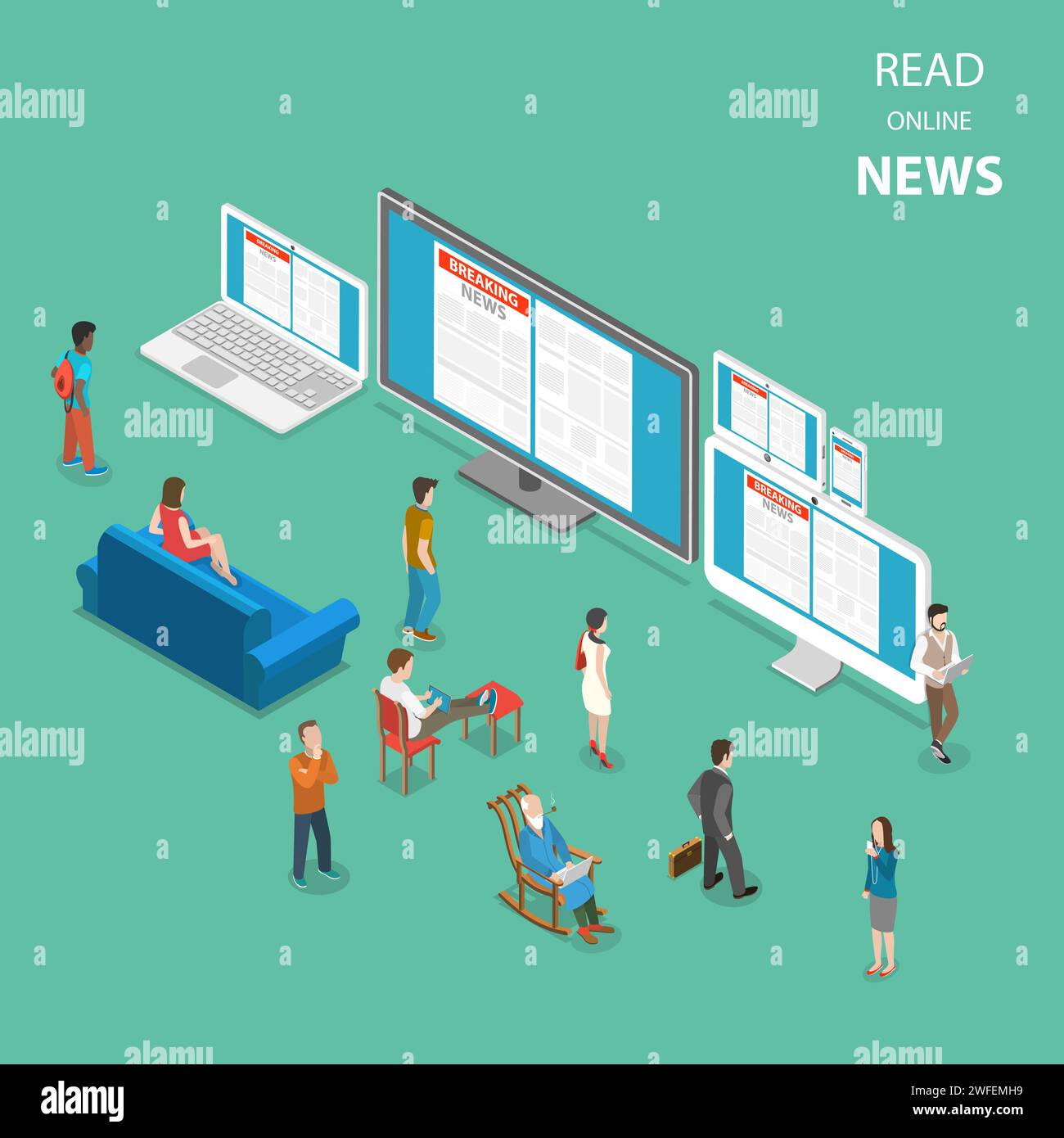 3d people reading news hi-res stock photography and images - Alamy