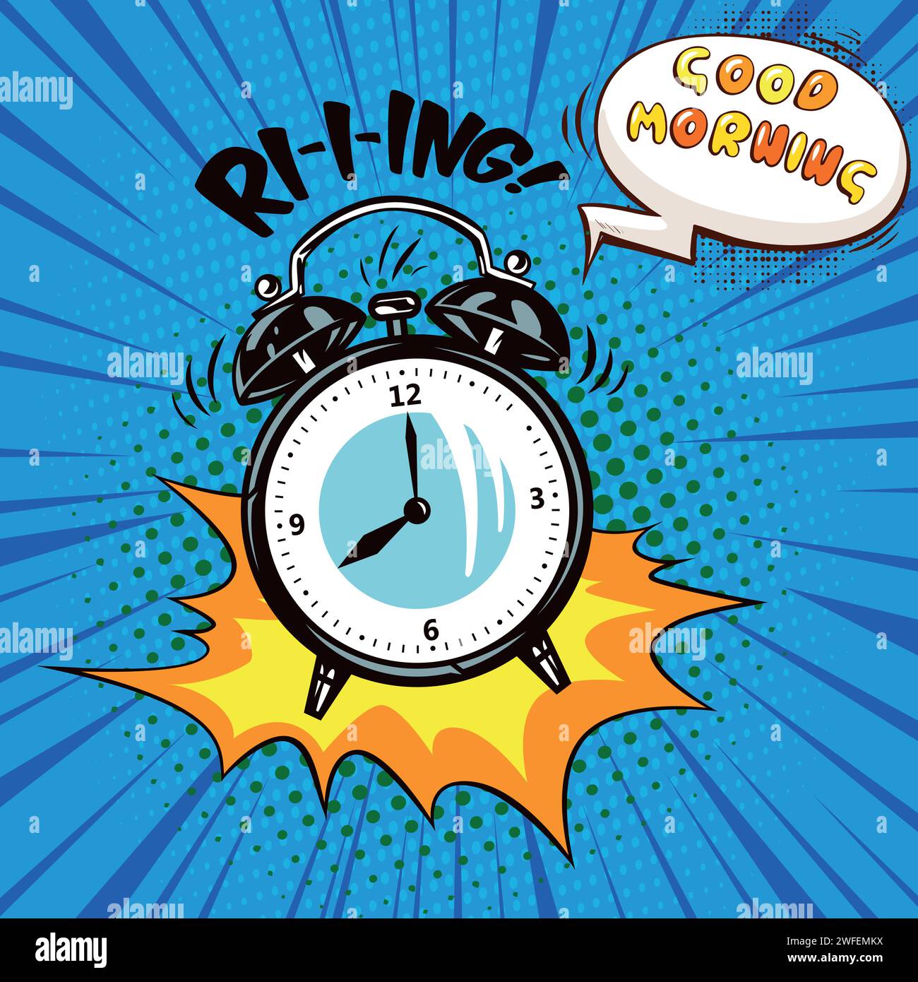 Clock cartoon pop art style vector image Stock Vector Image & Art - Alamy