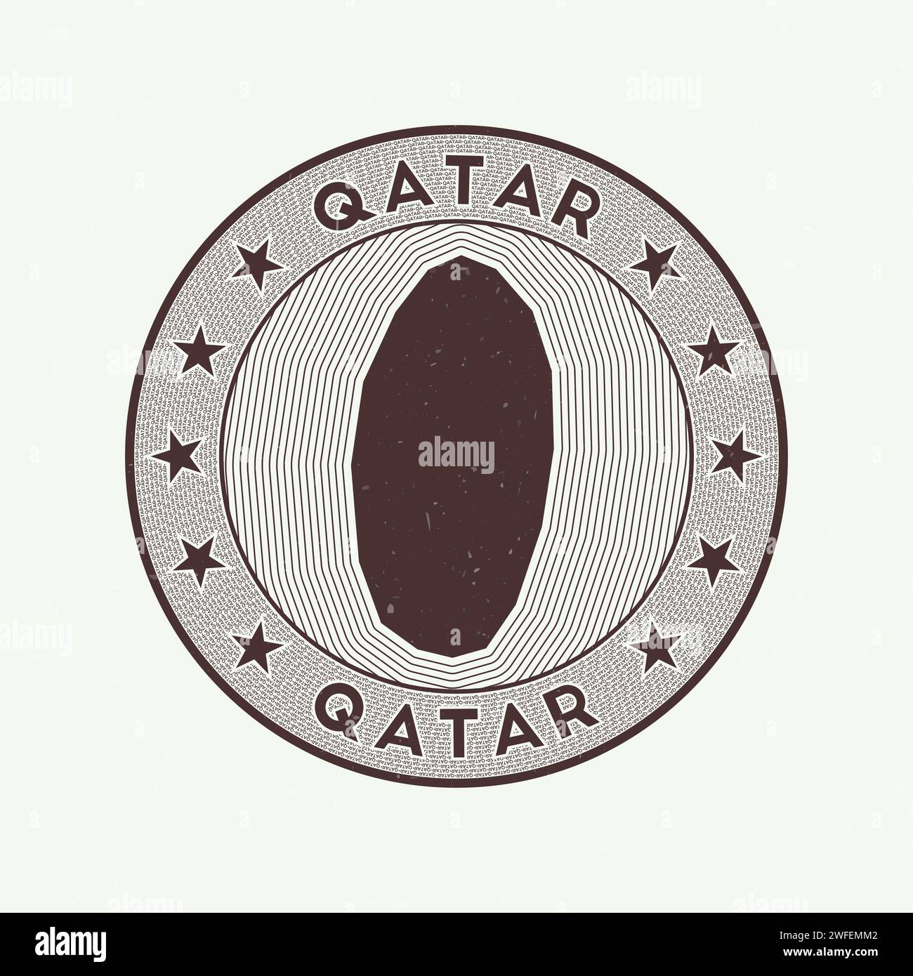 Qatar round badge vector. Country round stamp with shape of Qatar ...