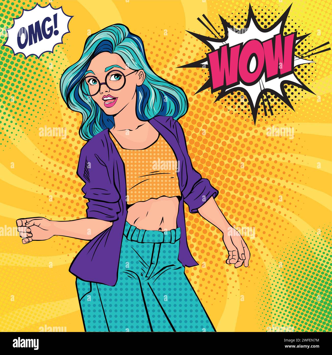 beautiful woman Wow pop art style vector image Stock Vector Image & Art ...